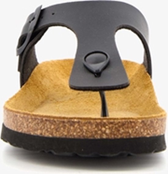 Bio Life dames bio teenslippers met leren voetbed - Zwart - Maat 36 ...