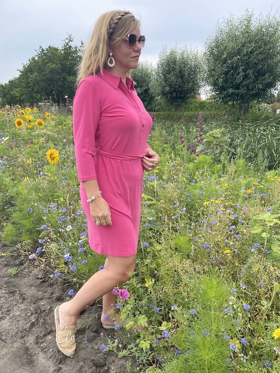 Hill Fashion - Jurk - Marian - Travelstof - Angelle Milan - Fuchsia ...