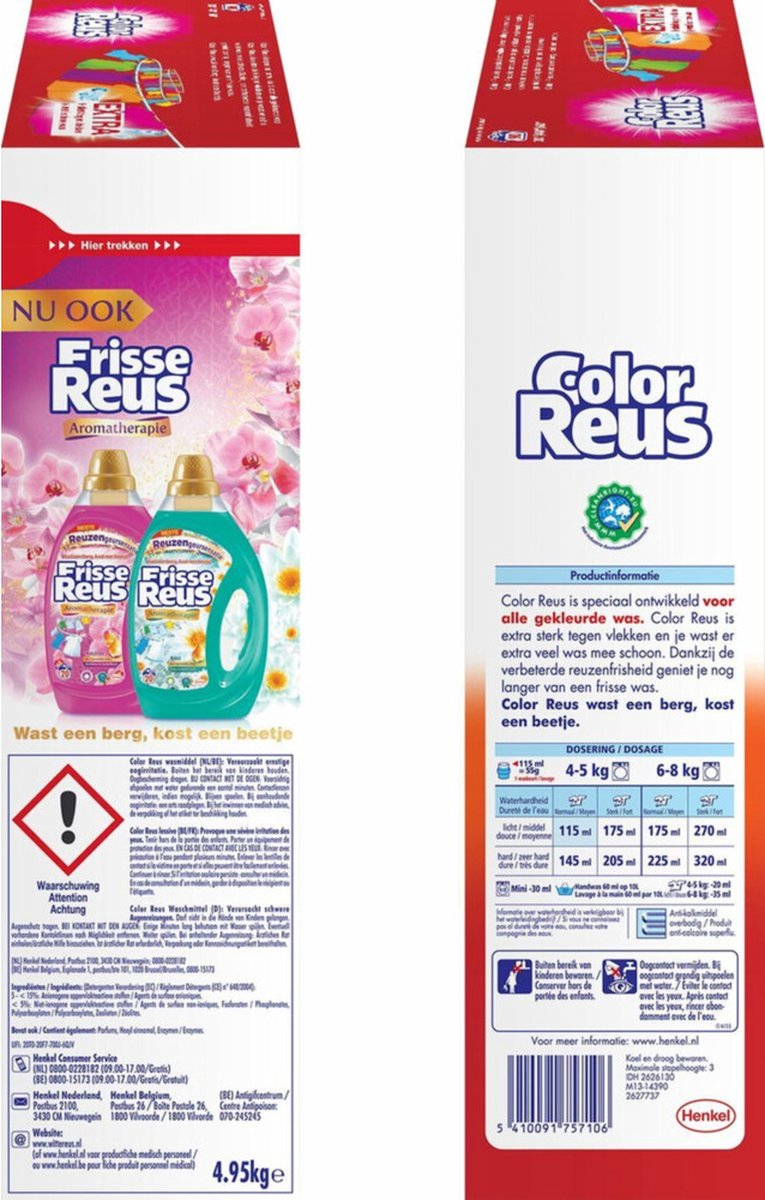 Witte Reus Waspoeder Color - 2 x 4,95 kg - Voordeelverpakking - (180 ...