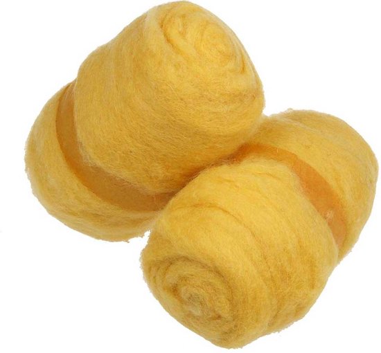 Gekaarde Wol, geel, 2x100 gr/ 1 bol | bol