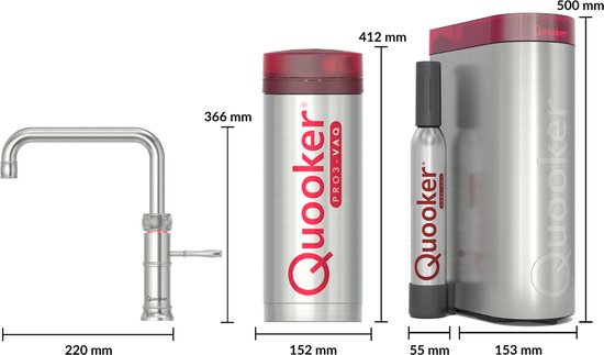 Quooker Classic Fusion square met PRO3 boiler en CUBE reservoir 5-in-1 ...