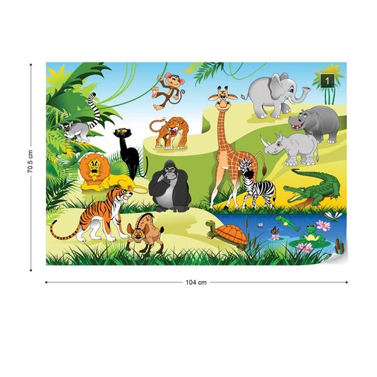 Fotobehangkoning - Fotobehang - Vliesbehang - Behang - Kinderbehang - Jungle Dieren -... | bol