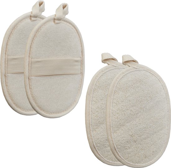loofah spons - set van 4 - natuurspons voor lichaam & gezicht - peeling ...