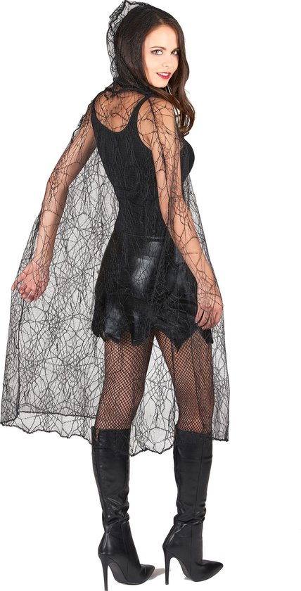 GOODMARK - Zwarte Halloween cape met spinnenweb voor dames | bol