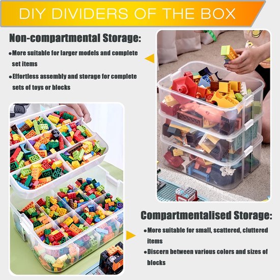Opbergdoos voor Lego bouwstenen, opbergvakken, stapelbare dozen ...