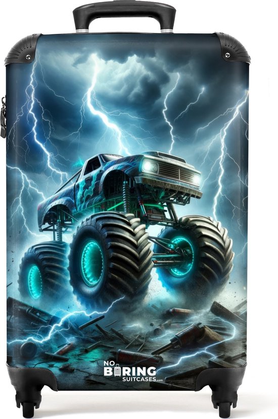 NoBoringSuitcases.com® - Kinderkoffer jongen - Blauwe monstertruck ...