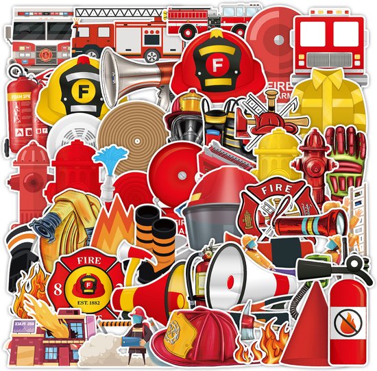 Brandweer Stickers - 50 stuks 5x6CM - Sticker mix met Brandweerauto's ...