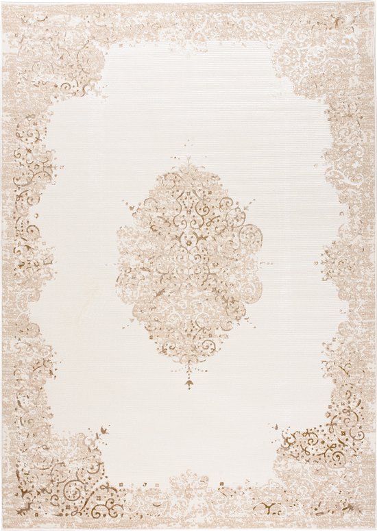 Tapiso Hera Vloerkleed Beige Oriental Woonkamer Slaapkamer Tapijt Maat ...