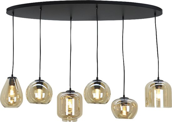 Olucia - Moderne hanglamp amber, Caia - Vorm: Ovaal | bol