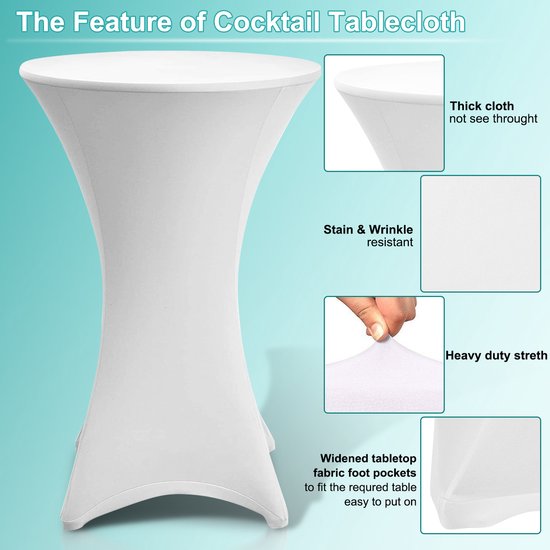 2x Luxe Statafelrok - Tafelhoezen - ∅60-65x110 cm - Extra Dik & Sterk - Stretch... | bol