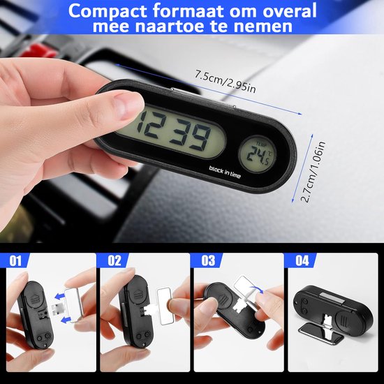 Digitale Klok Met Thermometer - Auto Klok Mini-Voertuig Dashboard | bol