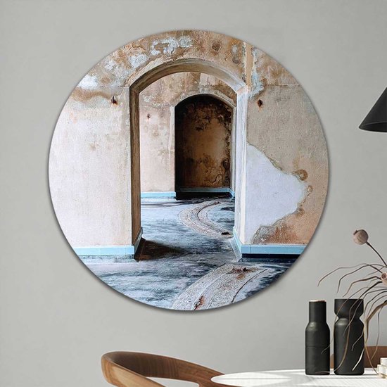 Muurcirkel Verlaten pand met ronde vormen | Forex | Ø 80cm | Inclusief ...