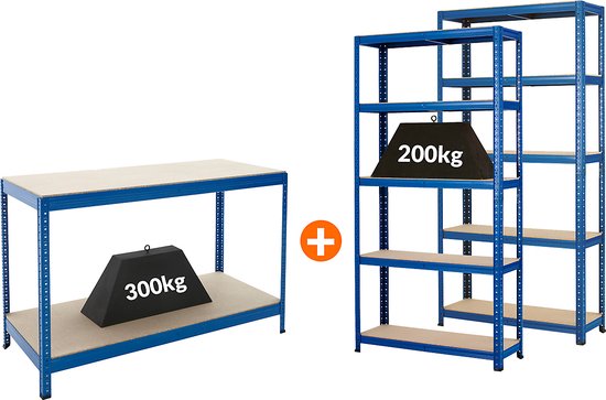 Certeo Megadeal Set Van 1x Werkbank Diepte 60 Cm En 2x Heavy Duty