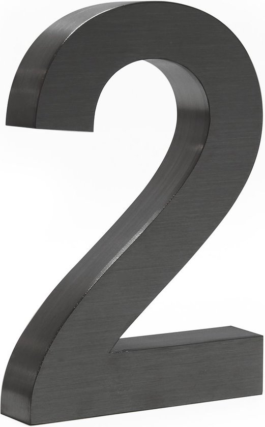 3D huisnummer '2' antraciet 20 cm arial roestvrij en weerbestendig | bol