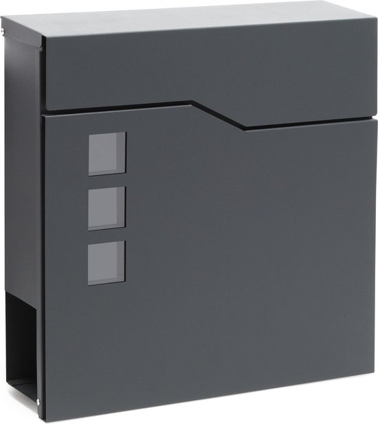 Modern design brievenbus met krantenrol V20 antraciet - wandbrievenbus ...