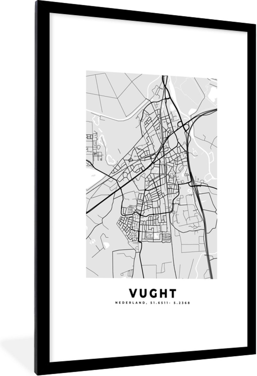 Fotolijst incl. Poster - Plattegrond - Vught - Kaart - Stadskaart ...