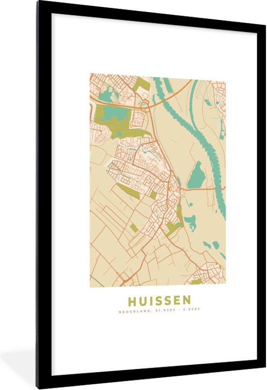 Fotolijst incl. Poster - Huissen - Kaart - Plattegrond - Stadskaart ...