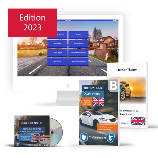 Rijbewijs B Theorieboek Engels 2023 - CD-ROM Umlimited practise 845 Oefenvragen & 13... | bol