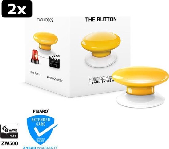 2x FIBARO The Button - Sc√®ne schakelaar - Geel | bol