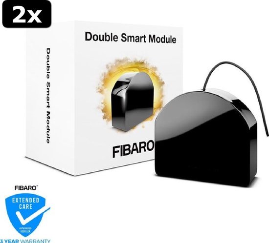 2x FIBARO Double Smart Module - Potentiaalvrije schakelaar - Z-Wave ...