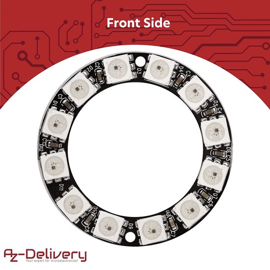 AZDelivery 5 x 5V RGB LED Ring WS2812B 12-Bit Neopixel 38mm compatibel ...