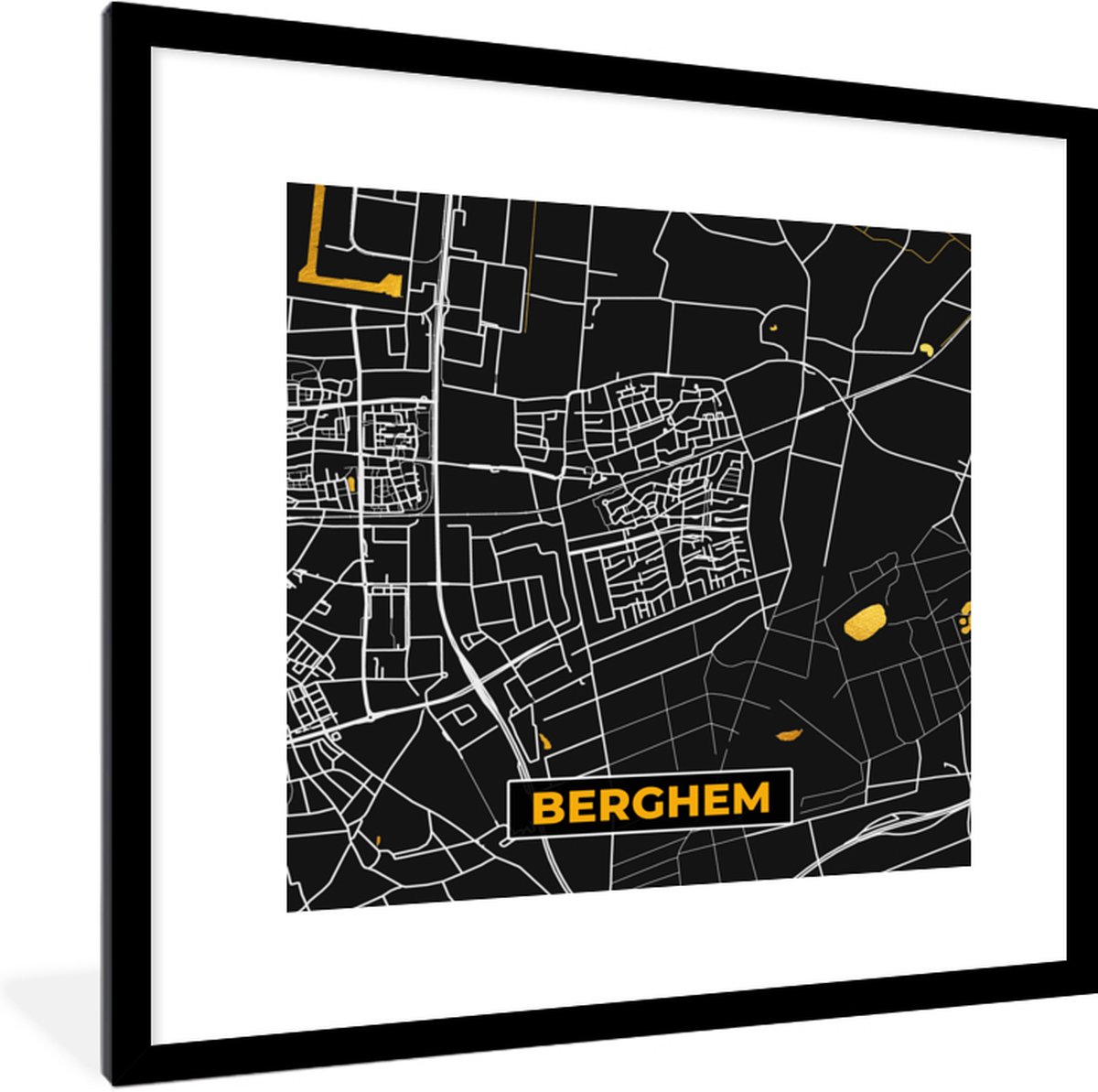 Fotolijst incl. Poster - Plattegrond - Berghem - Kaart - Stadskaart ...
