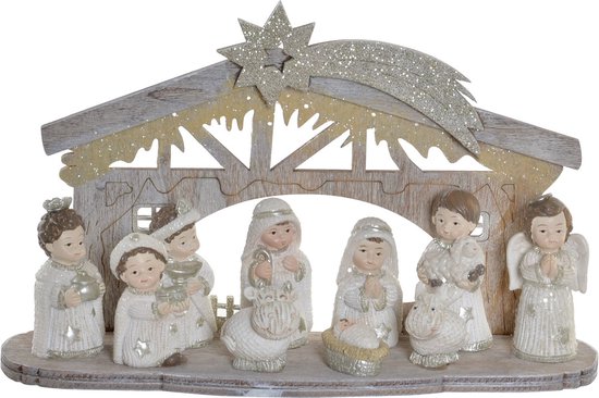 Kinder/kinderkamer kerststal met beelden/figuren wit 17 x 5 x 11 | bol.com