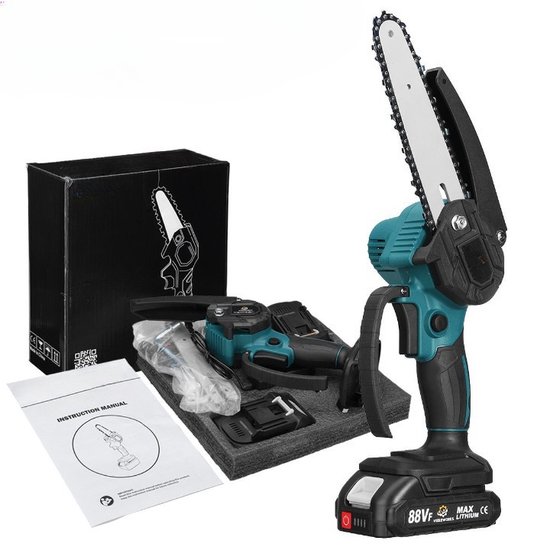 Mini kettingzaag elektrisch incl. 2 accu's - 21V - 6 Inch - Licht ...