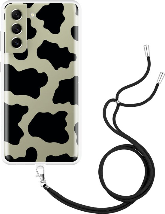Cazy Hoesje met Koord geschikt voor Samsung Galaxy S21 FE - Koeienvlekken | bol