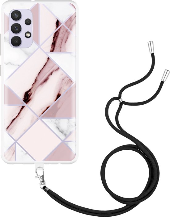Cazy Hoesje met Koord geschikt voor Samsung Galaxy A32 4G - Roze Marmer | bol