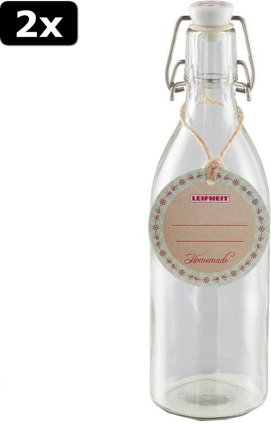 2x Leifheit 3187 Ronde Weckfles 500 ml Glas/RVS | bol.com