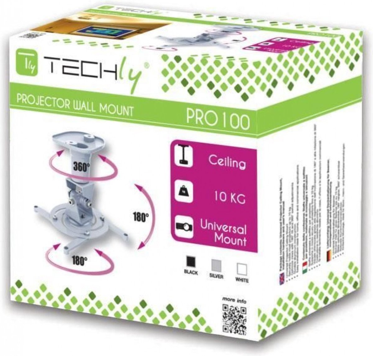 Techly ICA-PM 100WH support pour projecteurs Plafond Blanc | bol.com