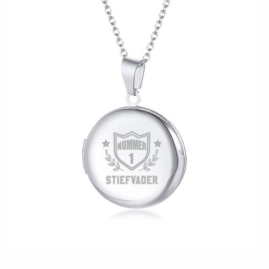 Fotohanger Met Ketting En Gravering - Rond - Nummer 1 Stiefvader | bol