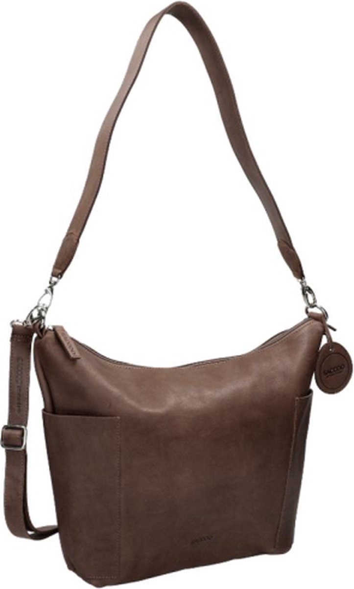 Saccoo Grote Schoudertas / Crossbody Tas Dames - Leer - Caracas - Bruin ...
