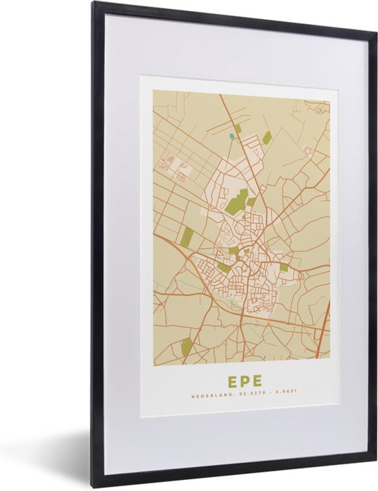 Fotolijst incl. Poster - Epe - Plattegrond - Stadskaart - Kaart - 40x60 ...