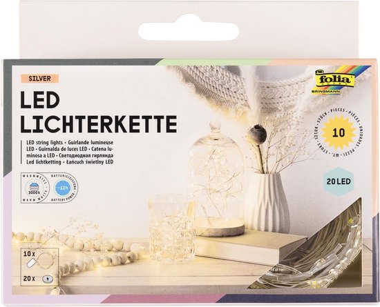 Folia lichtslinger LED, 20 LED's, 2,20 m, op batterijen, pak van 10 ...