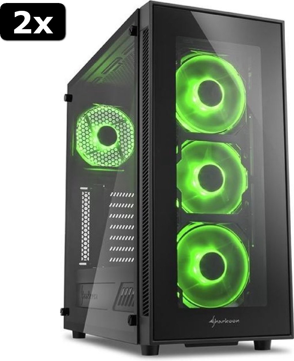 2x Sharkoon TG5 Midi-Toren Zwart-groen - PC behuizing | bol.com