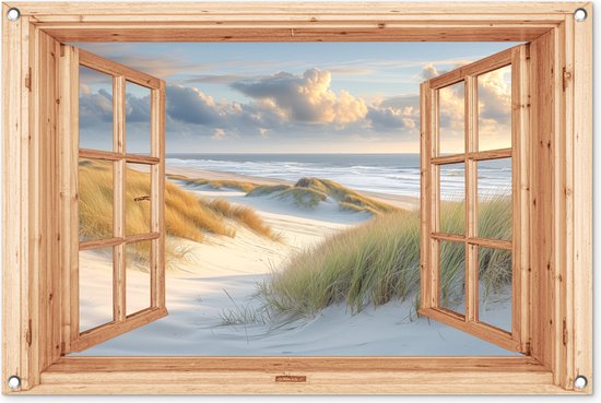 Tuinposter 90x60 cm - Tuindecoratie Strand - Doorkijk - Duinen ...