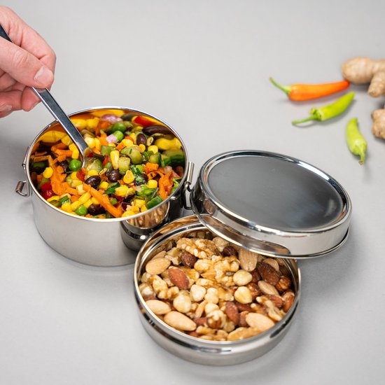 Talli RVS Lunchbox - Bento Lunchbox - Rond - BPA vrij - Lunchbox met ...