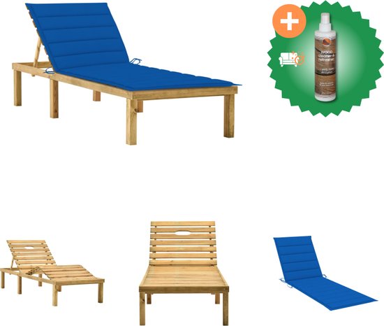 vidaXL Houten Loungebed Ligbed Verstelbare rugleuning en voetensteun ...
