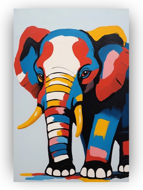 Olifant kleurrijk poster - Olifant posters - Poster modern ...