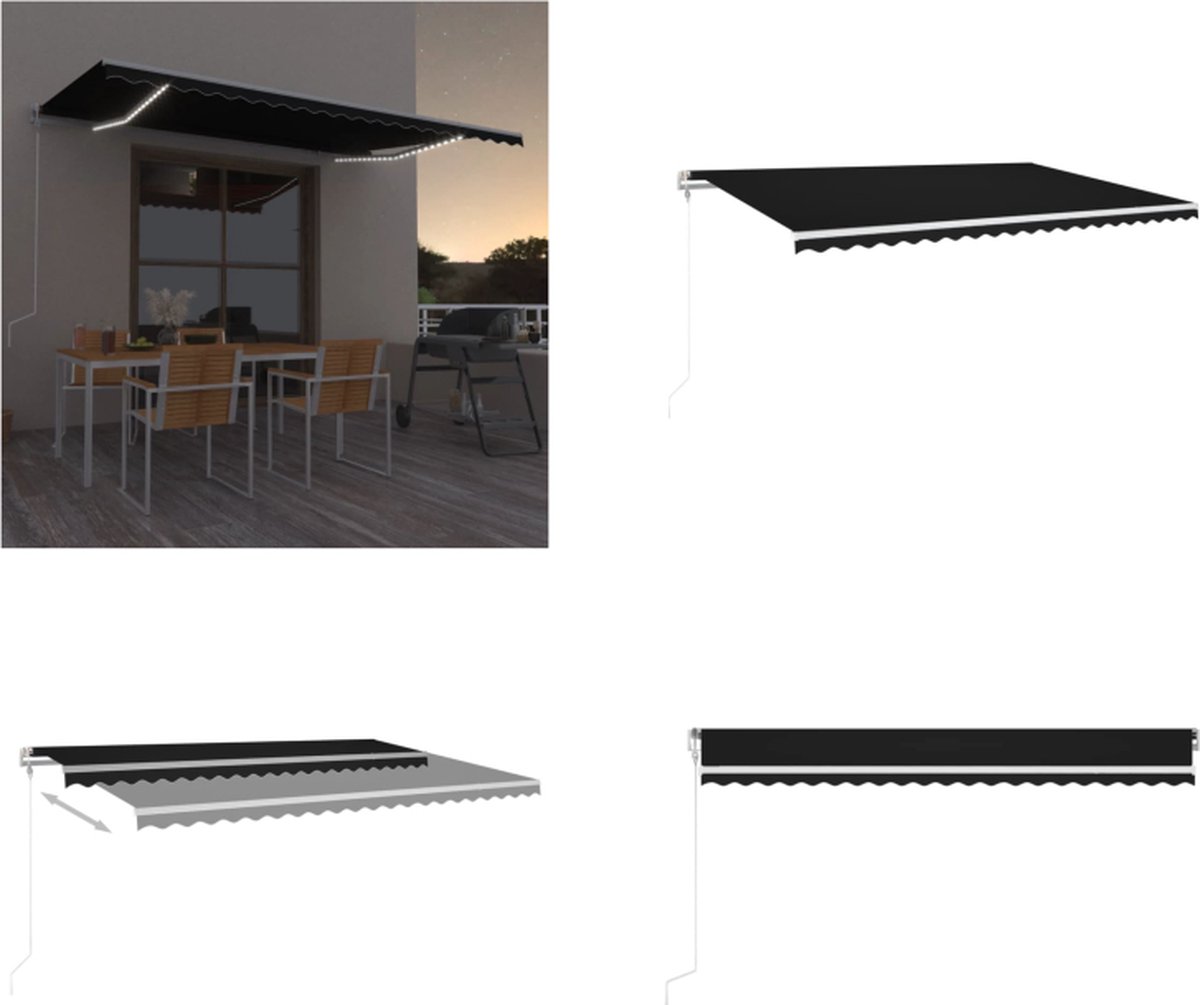 vidaXL Luifel automatisch met LED en windsensor 500x350 cm antraciet - Uitschuifbare... | bol
