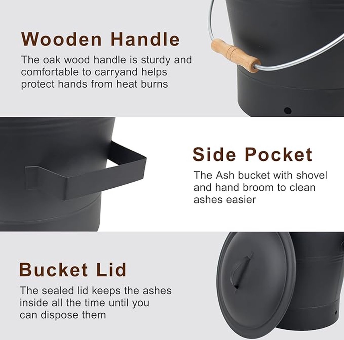 Super Handige Asemmer met deksel, ronde kolenemmer voor open haarden ...
