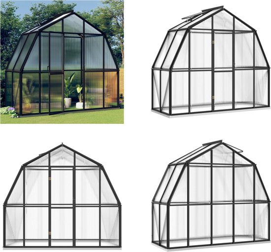 vidaXL Broeikas met basisframe 3-3 m² aluminium antracietkleurig ...