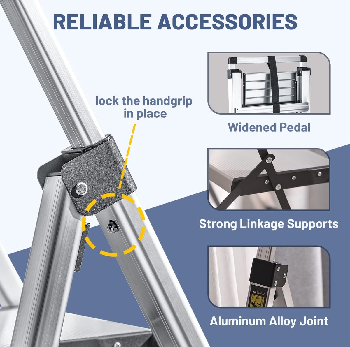 Opstapladder, opklapbare trede 4 treden met uitschuifbare leuning ...