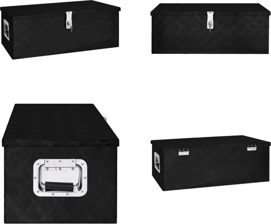 vidaXL Opbergbox 80x39x30 cm aluminium zwart - Opbergbox - Opbergboxen ...