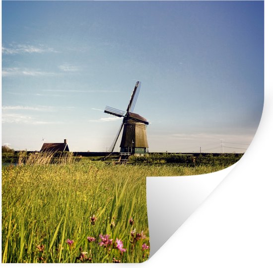 Muurstickers - Sticker Folie - Een molen met bloemen - 100x100 cm ...
