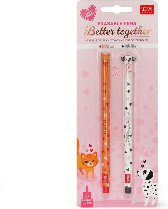 Legami - Stylo effaçable - Chat et Chien - Better Together Valentine ...
