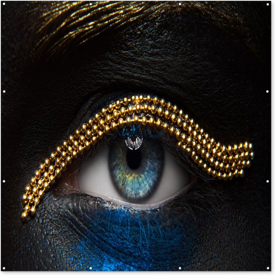 Tuin poster Vrouw - Ogen - Make up - Luxe - Goud - 200x200 cm ...