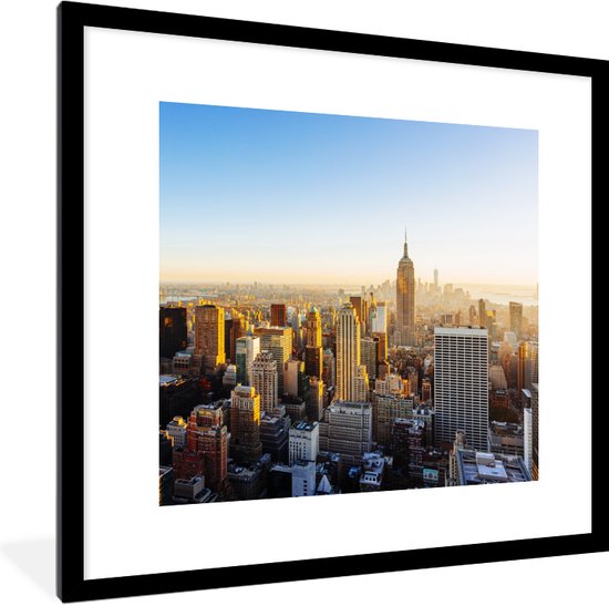 Fotolijst incl. Poster - New York - Zon - Skyline - 40x40 cm ...